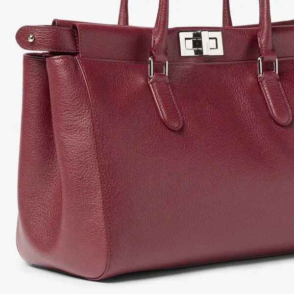 Fendi Peekaboo Tote Small Dark Red Leather Bag
